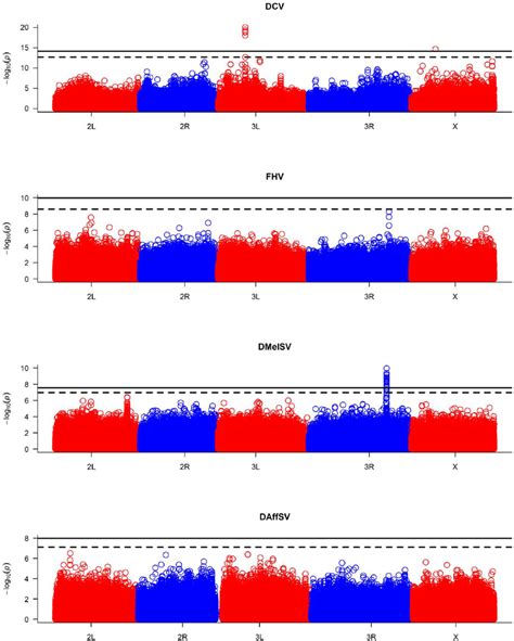 Manhattan Plots Of The P Values For The Association Between Snps And
