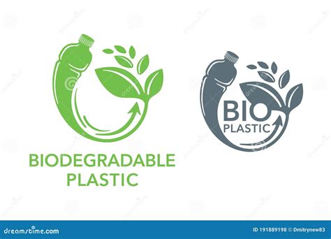 Biodegradable Plastic Free Icon Compostable Product Label Cartoon