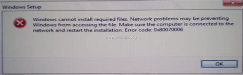 FIX: Windows 10 Installation Error 0x80070006. Windows cannot install required files. - WinTips.org