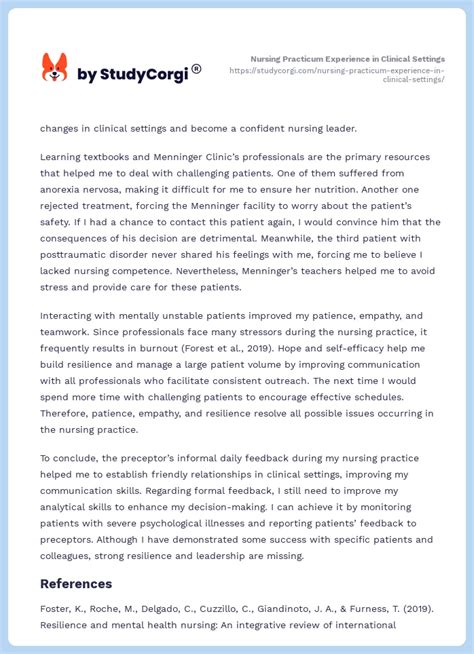 Nursing Practicum Experience In Clinical Settings Free Essay Example