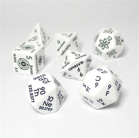 Periodic Table Polyhedral Dice Set 7 Pcs Of Dice Chemistry Chemical Die Alchemy Ttrpg Dandd