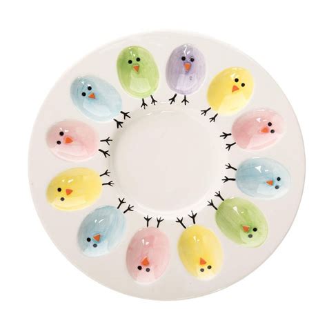 Candf Home 11 Colorful Chick Easter Egg Deviled Egg Serving Plate Holds