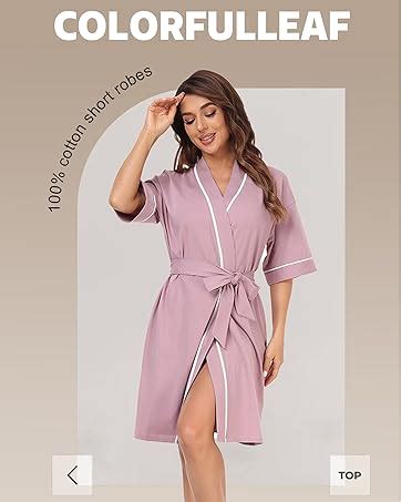 Colorfulleaf Womens 100 Cotton Short Robes Summer Lightweight Kimono