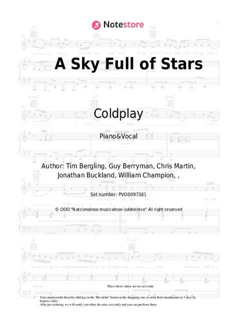 A Sky Full Of Stars Coldplay Sheet Music For Piano And Vocals With