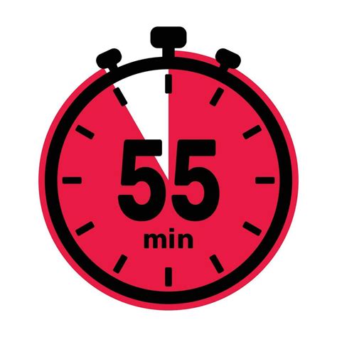 55 Minutes Analog Clock Icon White Background 34899707 Vector Art At
