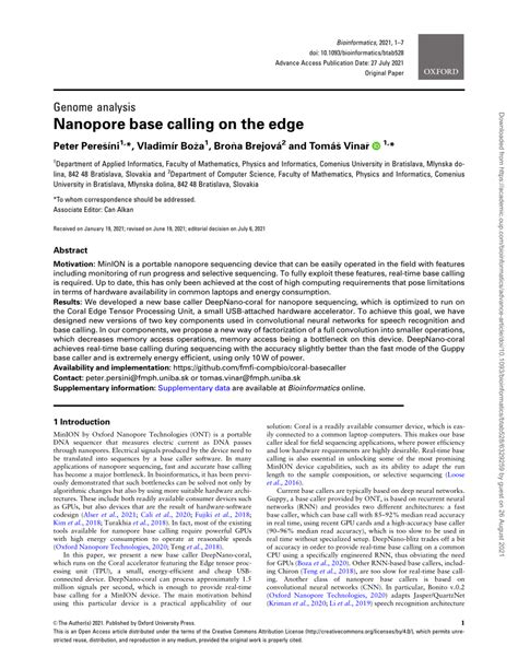 Pdf Nanopore Base Calling On The Edge