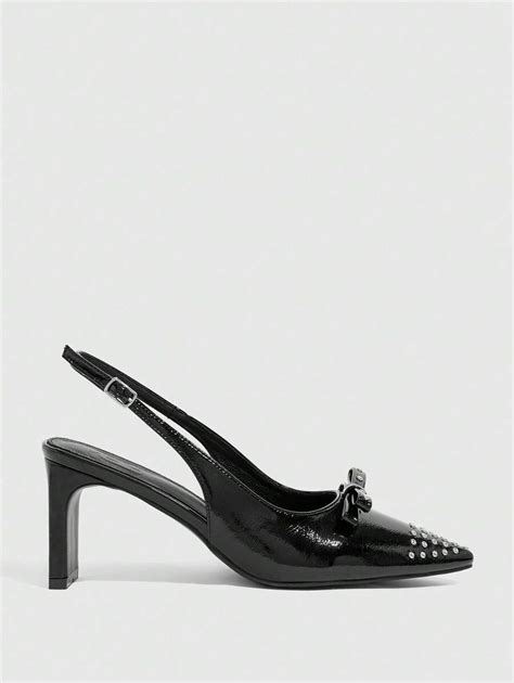 Cuccoo Cuccoo Grlicon รองเท้าส้นสูงปั๊มแฟชั่นผู้หญิง 2024 แต่งสตัด ผีเสื้อ Shein Th