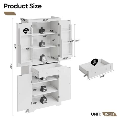 Bestier 72 In H White Tall Kitchen Pantry Storage Cabinet With Storage