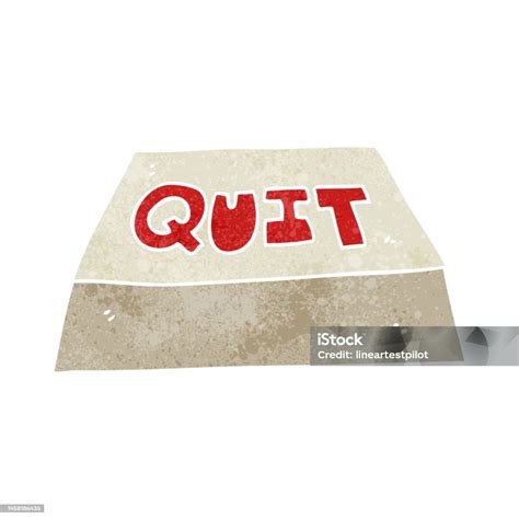 Freehand Retro Cartoon Quit Button Stock Illustration Download Image