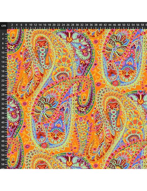 Tissu Patchwork Kaffe Fasset Paisley Jungle Tangerine