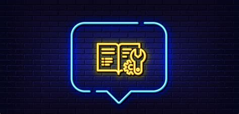 Engineering Documentation Line Icon Technical Instruction Sign Neon Light Speech Bubble Vector