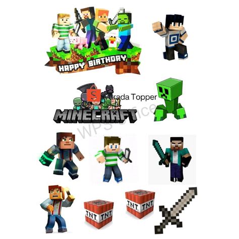Minecraft Minecraft Topper Free Request Name Minecraft Theme Cake Decoration Shopee Philippines