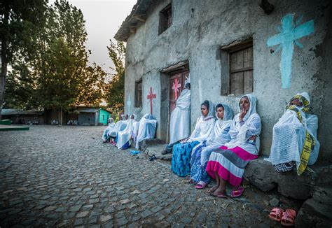 Girls In Orthodox Mass Near Gonder