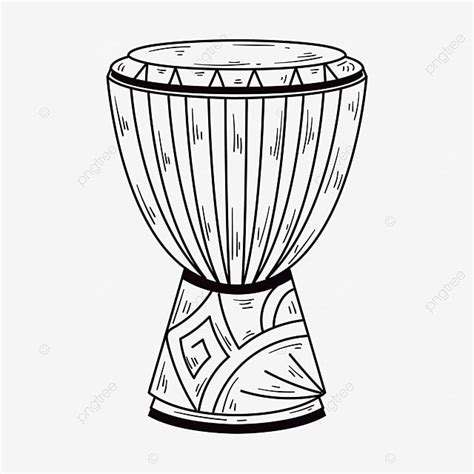 African Drum Line Drawing Tambourine Tradition African Drum Drawing
