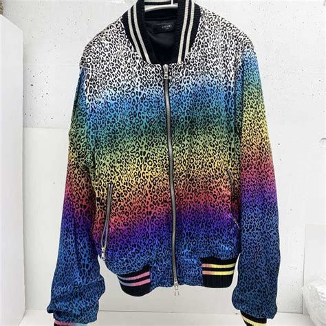 Amiri Amiri Leopard Blouson Jacket Rainbow Design Gem