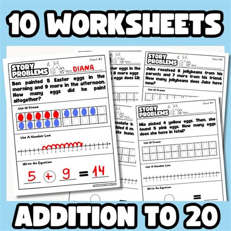 Easter Math Story Problems Addition And Subtraction Within 20 Word Problems