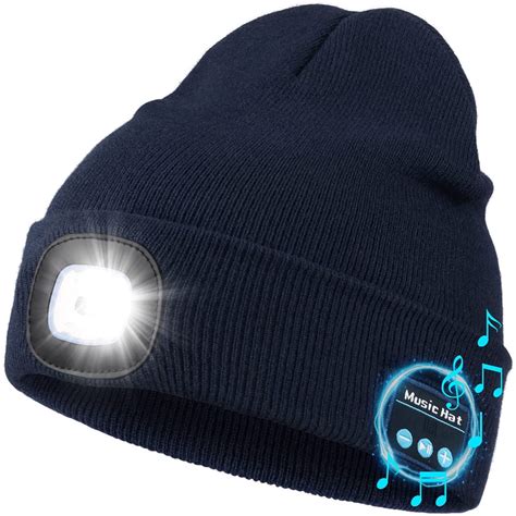 Unisex Bluetooth Beanie Hat With Led Lightusb Rechargeable Headlamp