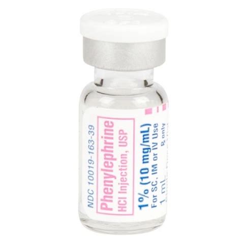 Phenylephrine Hcl 10 Mg Ml Injection Single Dose Vial 1 Ml Suprememed