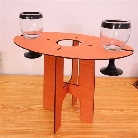 Laser Cut Wine Bottle And Glass Holder Plywood 4mm Dxf File Free