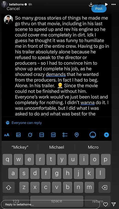 Mickey Rourke Responds After Bella Thorne