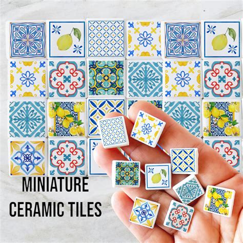 Miniature Ceramic Tiles Mediterranean Lemon 1 12 Scale Dollhouse