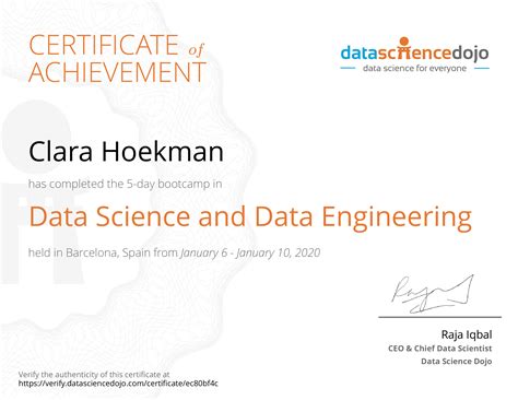 Clara Hoekmans Certificate Data Science Dojo