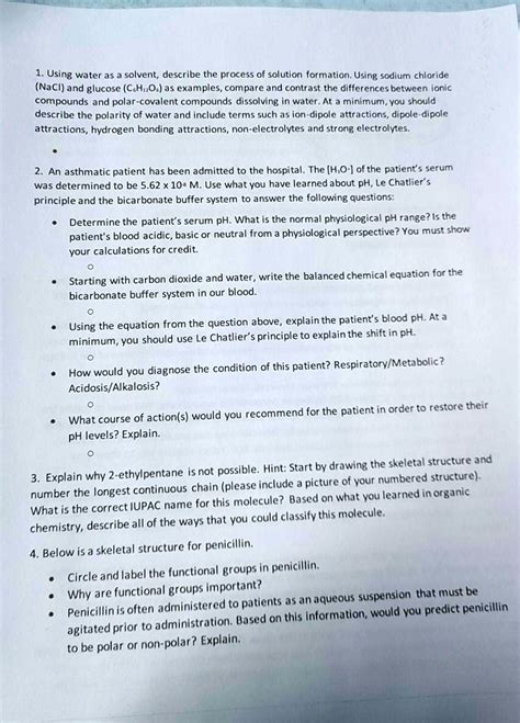 Solved 1 Using Water As Solvent Describe The Process Of Solution
