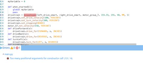 Six Motor Drivetrain Too Many Arguments Error Vexcode V5 Tech Support Vex Forum