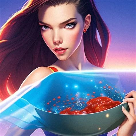 Ai Art Generator Anya Taylor Joy Body Swims In A Bowl Of Tomato