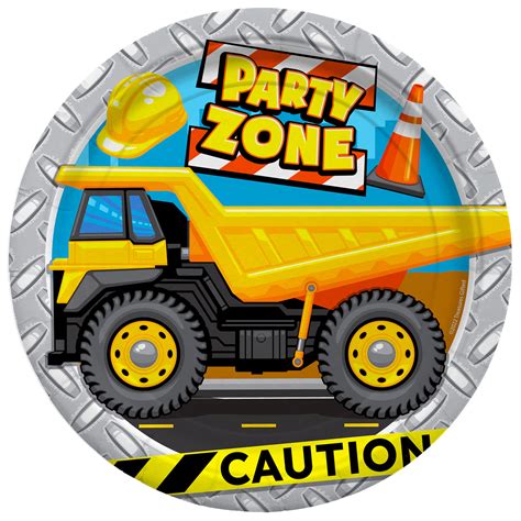 Construction Plates 7in Construction Party Supplies Treasures Ted