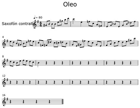Oleo Sheet Music For Alto Saxophone