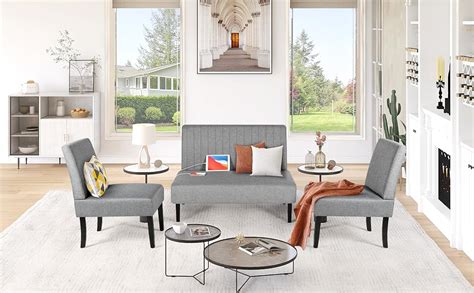 Sthouyn Mini Small Comfy Couch Armless Loveseat Sofa For