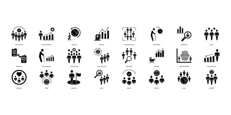 Population Icons Set Set Of Editable Stroke Iconsvector Set Of