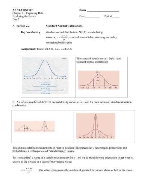 Ap Statistics Standard Normal Calculations Worksheet