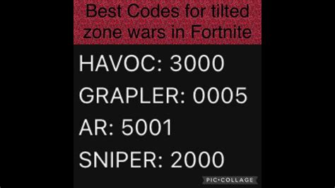 Best Codes For Tilted Zone Wars In Fortnite Youtube