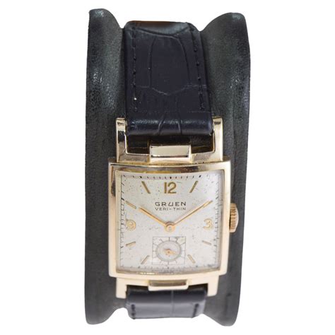 Gruen Yellow Gold Art Deco Tank Style Watch With Original Dial From