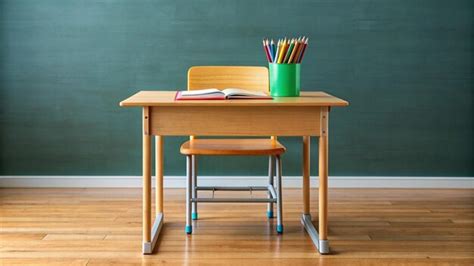 Empty School Desk With Book And Pencils Premium Ai Generated Image
