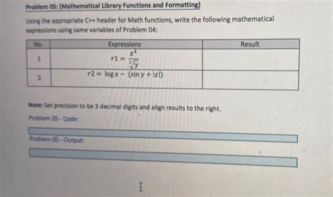 solved problem 05 mathematical library functions and