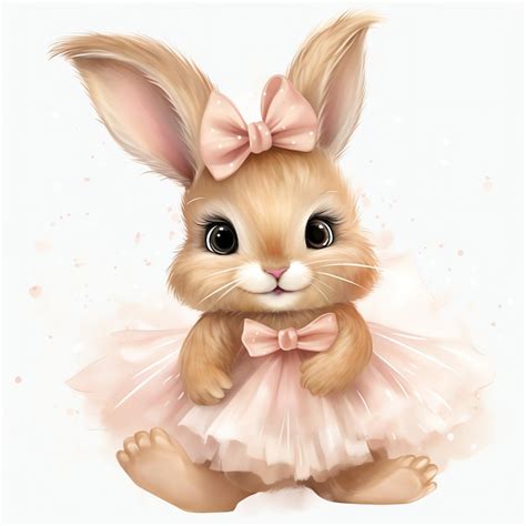 Hermoso Conejo En Brillo Tutu Ilustración De Clipart De Cuento De Hadas