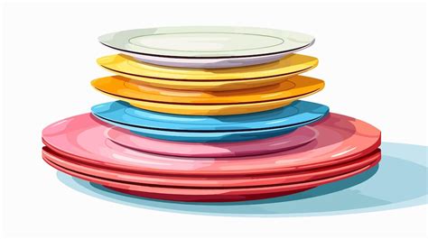 Stack Of Plates Cartoon Vector Illustration Isolated Premium Ai