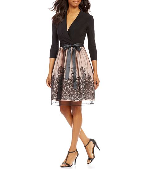 Shop For Leslie Fay Surplice V Neck Beaded Party Dress At