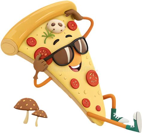 Cute Cartoon Pizza Slice Clipart For Creative Designs Stock