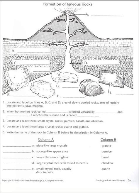 Types Of Rocks Worksheet Printable