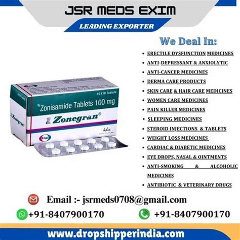 Zonegran Zonisamide 100mg Tablet At ₹ 262 Stripe Jaripatka Nagpur Id 2854052316030