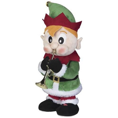 Animated Dancing Elf Playingtrumpet Christmas