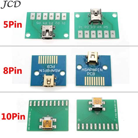 Jcd 1pcs Mini Usb To Dip Adapter 5pin 8pin 10pin Female Connector Pcb