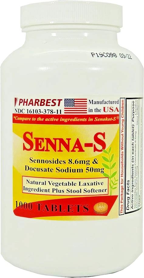 Senna Plus 8 6 Mg And Docusate Sodium 50 Mg Generic For Senokot S 1000
