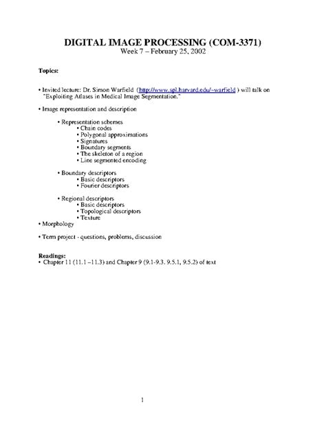 Boundary Descriptors In Digital Image Processing Com 3371 Notes Studocu