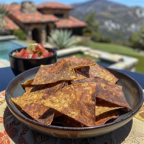 Homemade Organic Corn Chips In A Bowl By The Pool Stock Image Image Of Corn Leisure 342056093