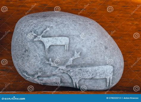 The Work Of Master Drawings Of Nature And Animals On Stone Stock